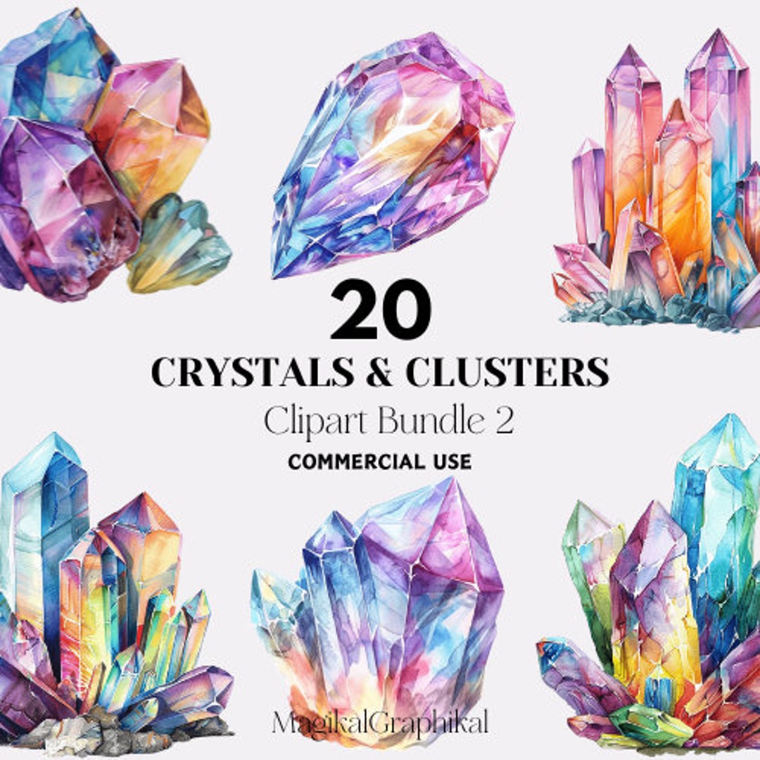 20 Crystal & Clusters Clipart Bundle 2, High Quality, Transparent PNG ...