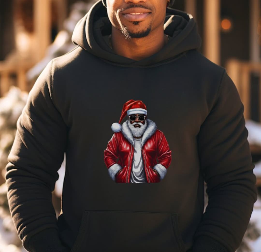 Black Santa Hoodie, Christmas Hoodie, African American Santa Hoodie ...