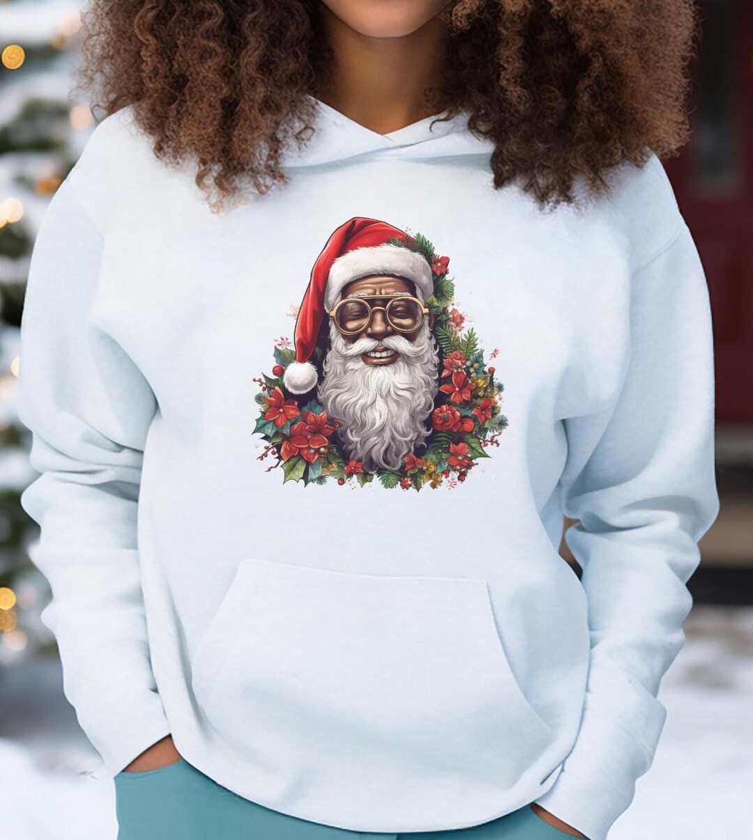 Dope Black Santa Hoodie in Christmas Wreath Melanin Xmas - Etsy