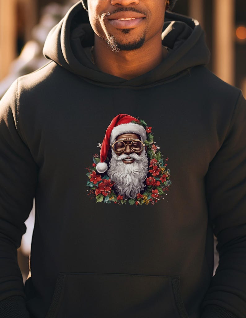 Dope Black Santa Hoodie in Christmas Wreath Melanin Xmas - Etsy