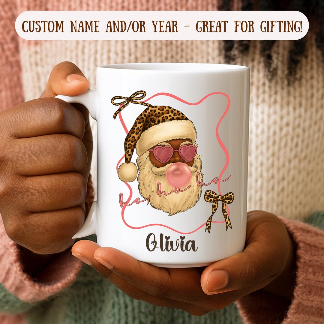 Personalized Black Santa Mug, Dope Black Coquette Holiday Cup - Etsy