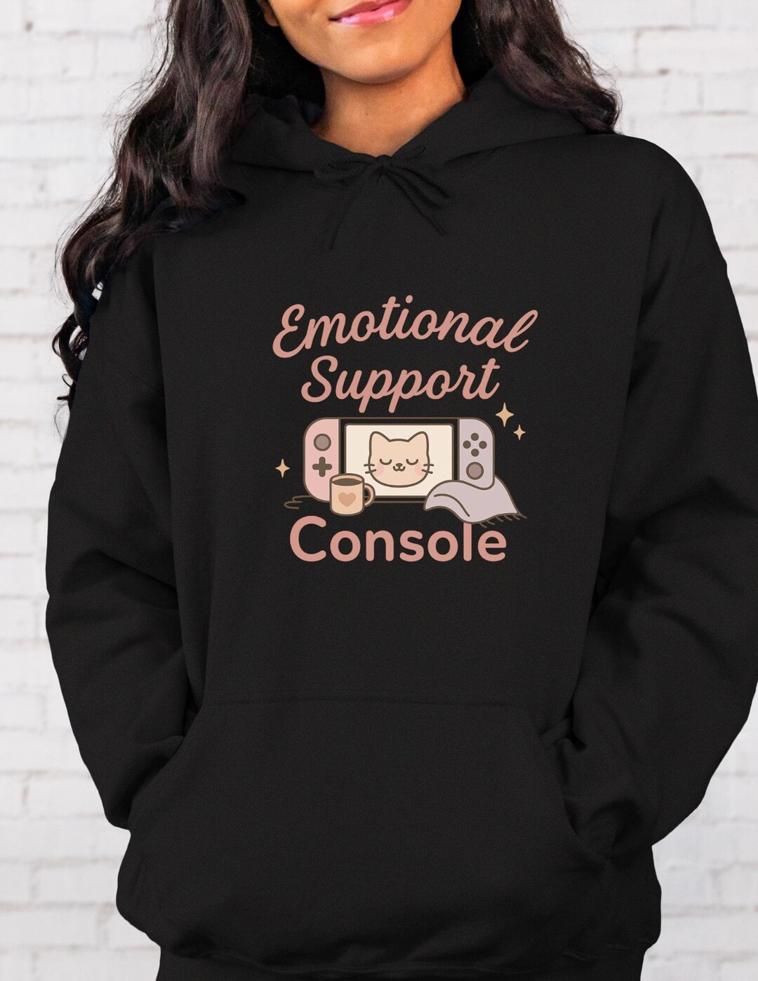 Emotional Support Console Hoodie, Cozy Gamer Girl Cat Tee - Etsy