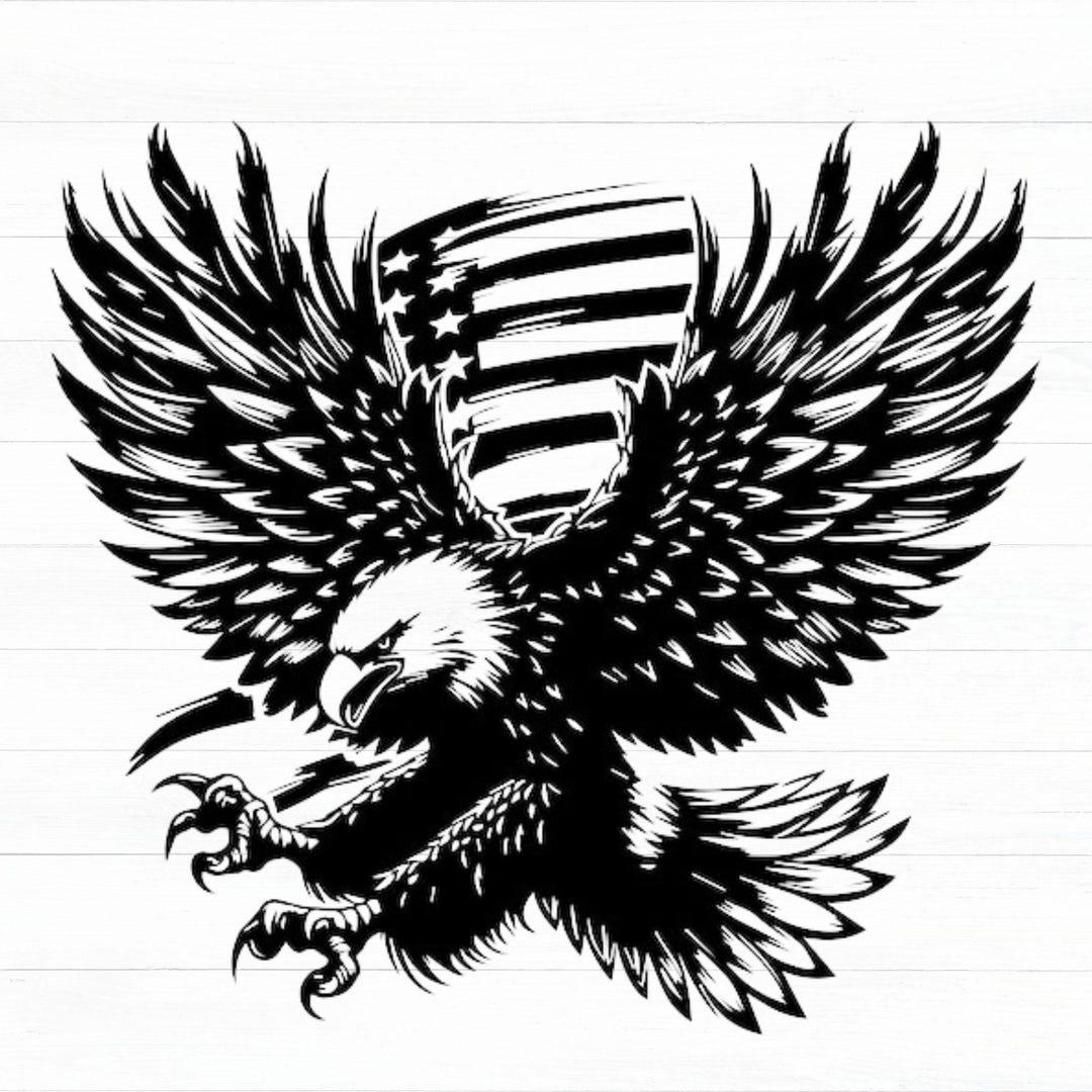 Flying Eagle With USA Flag Svg & PNG Files, Patriotic Clipart Vector ...