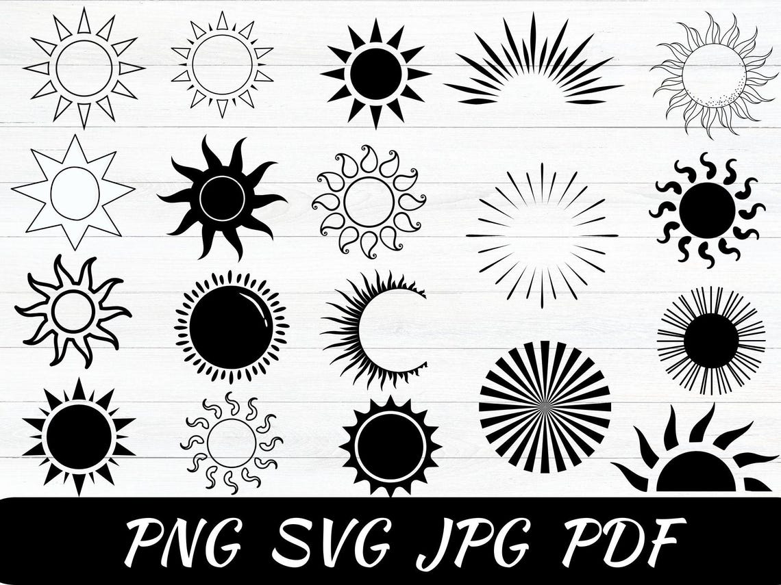 Sun SVG Cut Files, Summer Clipart Bundle - Etsy