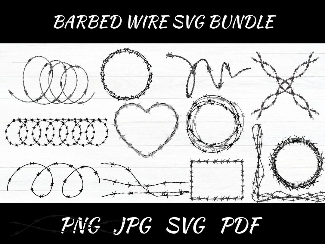 Barbed Wire Svg Bundle, Barbed Wire Svg, Barbed Wire Silhouette, Barbed ...