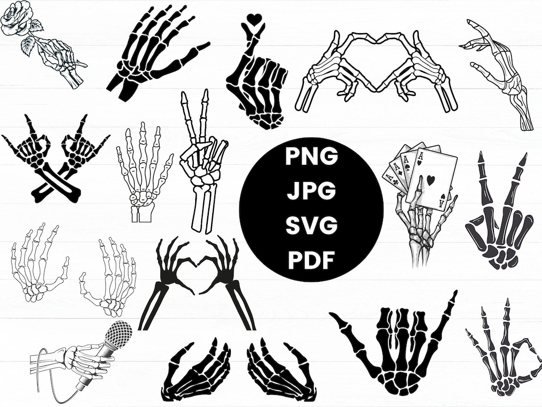 Skeleton Hands SVG: Halloween Cut Files, Skull Hand Clipart (instant ...