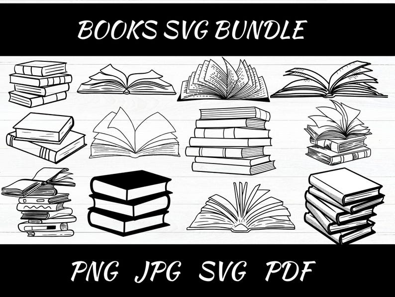 Books SVG Bundle: School & Book Club Designs (cut File) - Etsy