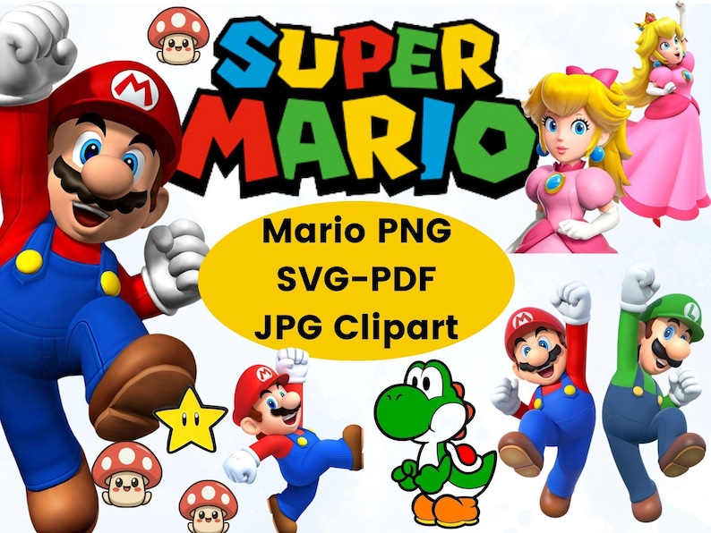 Super Mario Clipart: PNG, JPG (digital Download) - Etsy Australia