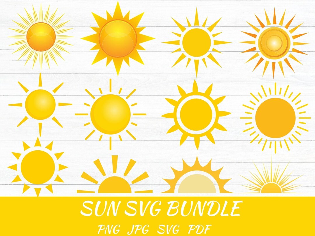 Sun SVG Bundle, Sunshine Svg, Boho Sun Svg, Sunset Silhouette, Sun ...