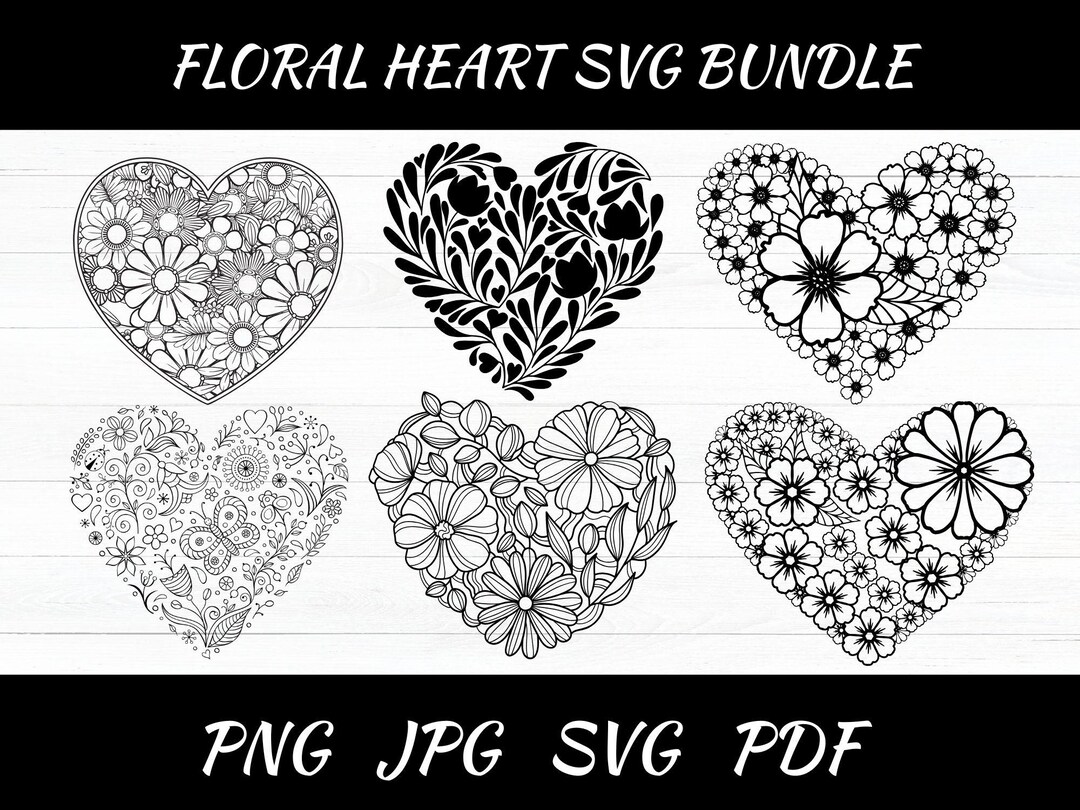 Floral Heart SVG: Paper Cut File for Cricut, Silhouette (digital ...