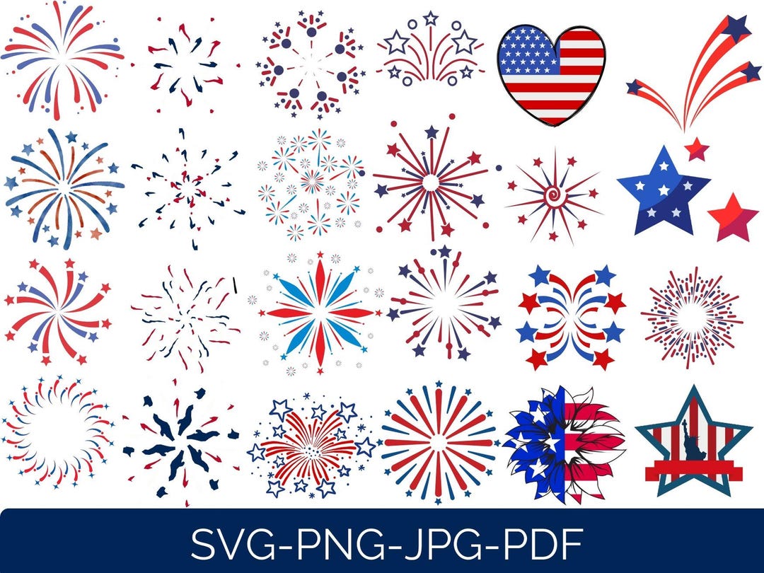 4th of July Fireworks SVG Bundle, USA Clipart (PNG) - Etsy