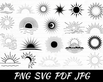 Sunrise & Sunset SVG Bundle: Radiant Sun Cut Files for Cricut - Etsy
