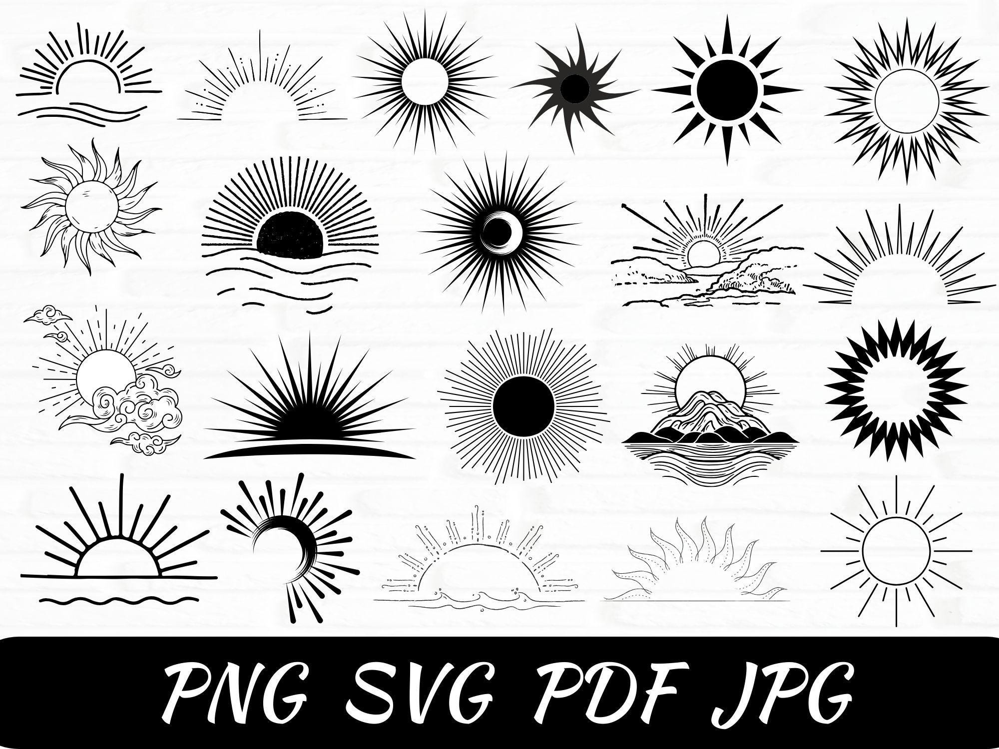 Sunrise & Sunset SVG Bundle: Sun Clipart, Cricut Cut Files - Etsy
