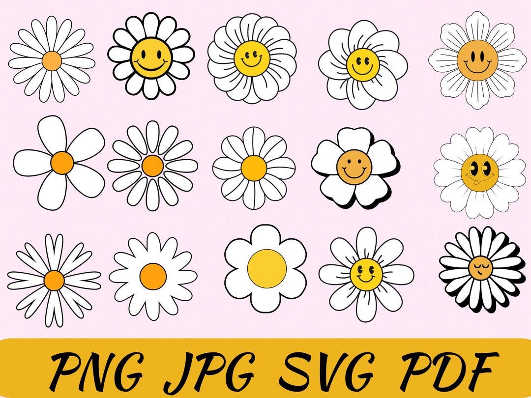 Retro Daisy Flower SVG Clipart: Cricut Silhouette Cut File (digital ...