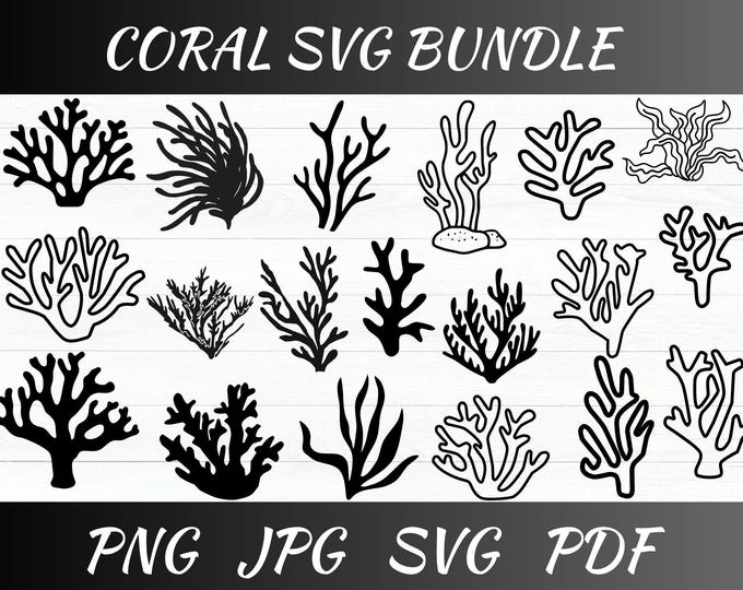 Coral Ocean SVG, Coral Svg, Seaweed Svg, Sea Plant Svg, Clipart, Cut ...