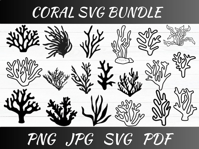 Coral SVG Clipart Bundle: Sea Plants, Cricut Cut Files (digital ...