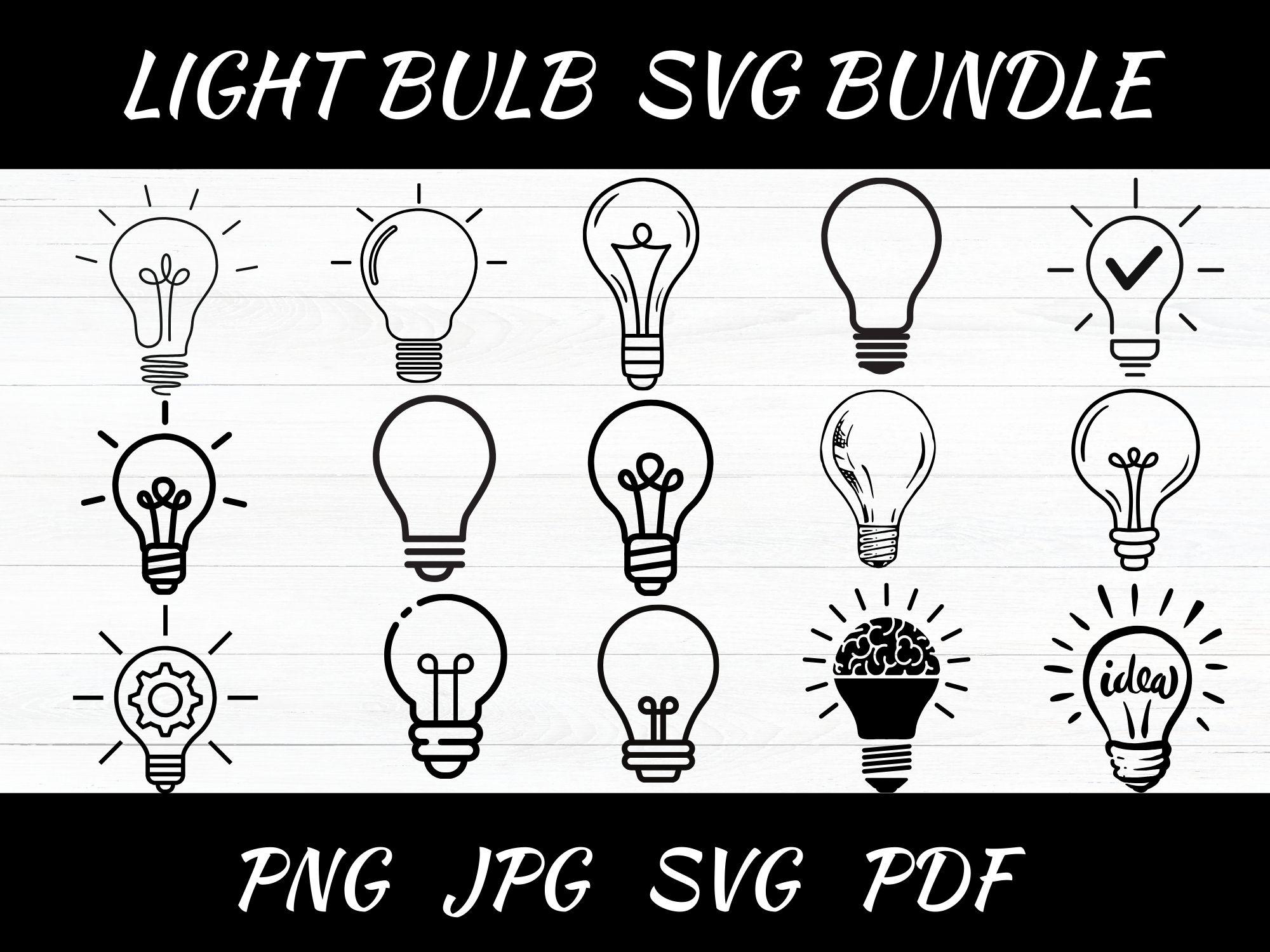 Light Bulb SVG Bundle: Vector Clipart, Cricut Cut Files (digital ...