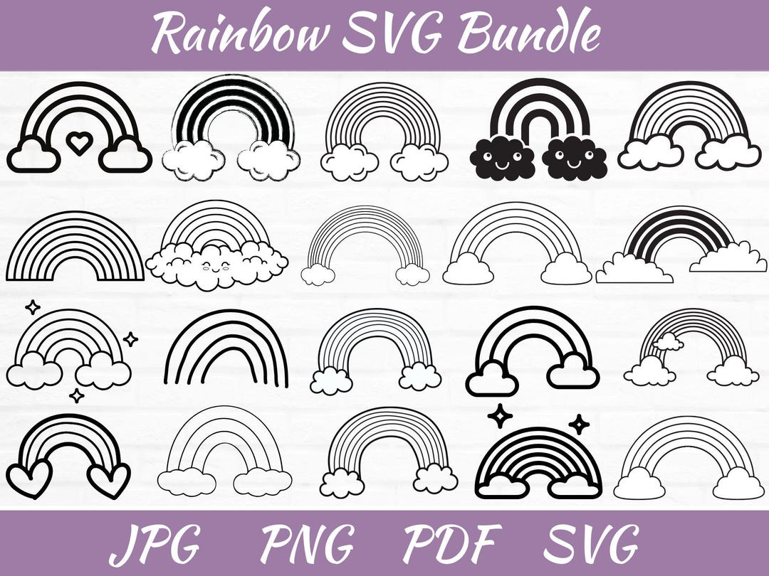 Rainbow Svg Bundle - Rainbow Cut Files - Rainbow and Clouds - Rainbow ...