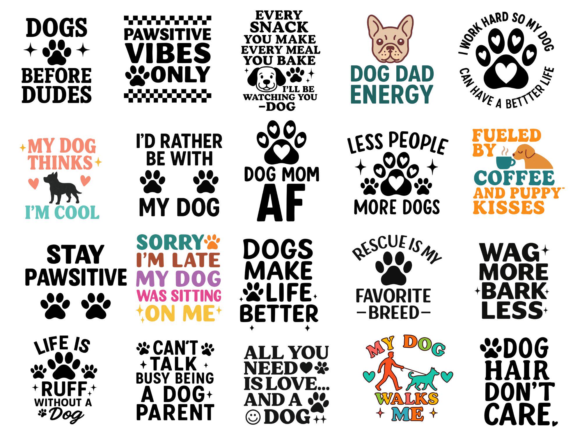 Dog Lover SVG Bundle: Funny Pet Quotes, Dog Mom Clipart , Digital ...