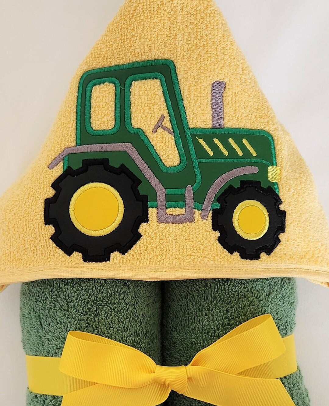 Kids Hooded Towels - Green Tractor, Personalized, Toddler Gift, Shower ...
