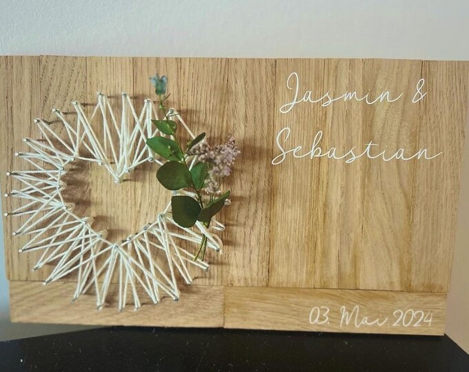 Hochzeitsgeschenk Holz Fadenbild Nagelbild Herz personalisiert - Etsy.de