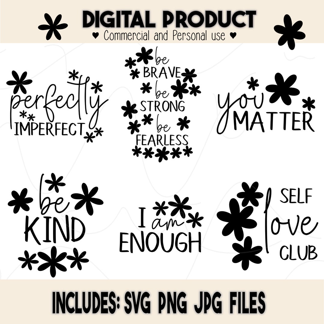 Floral Mental Health SVG Bundle: Affirmation Stickers (digital Download ...