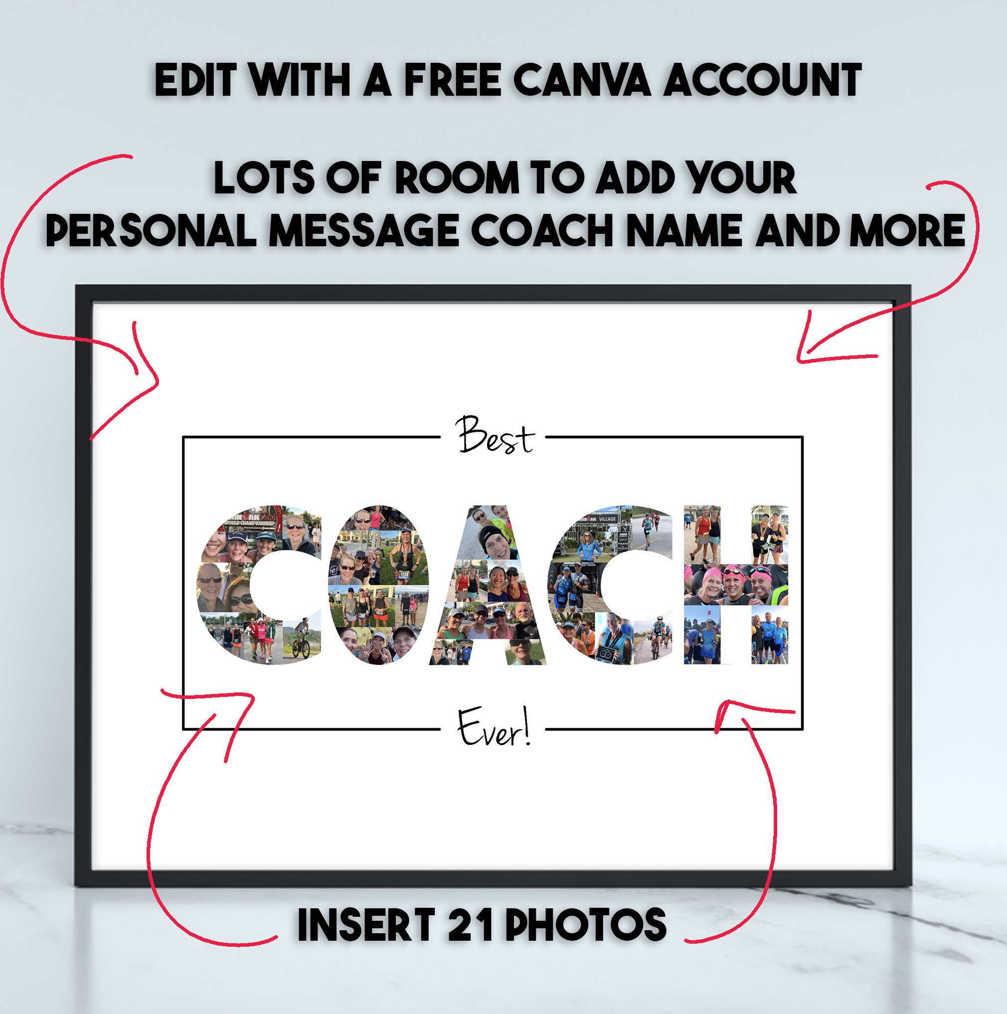 Coach Photo Collage Poster Custom Message College Sports Season End ...