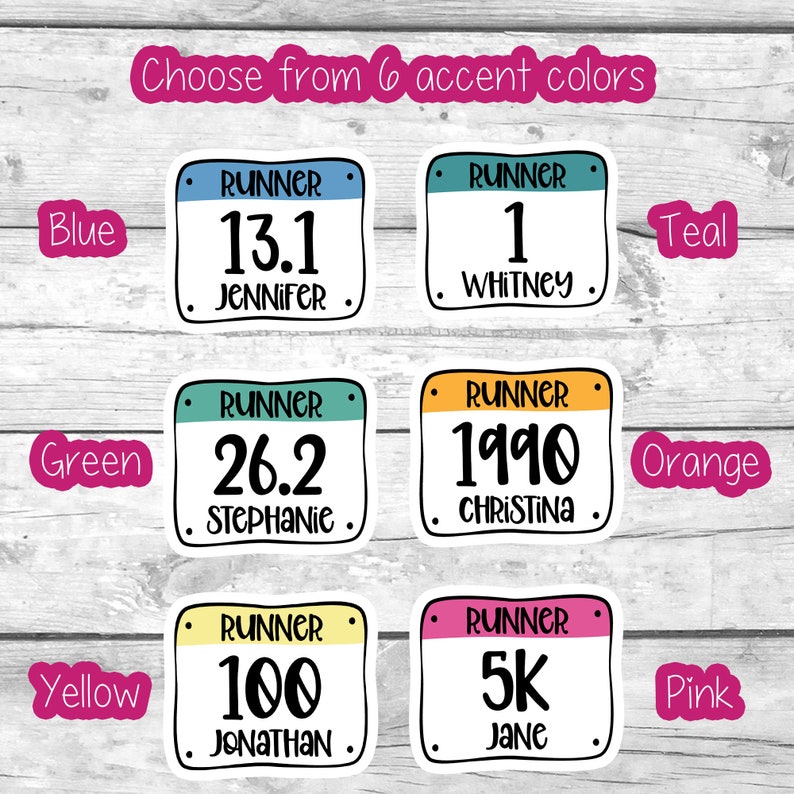 Running Sticker Personalized Name Runner Bib Number 12 Marathon Race 5k ...