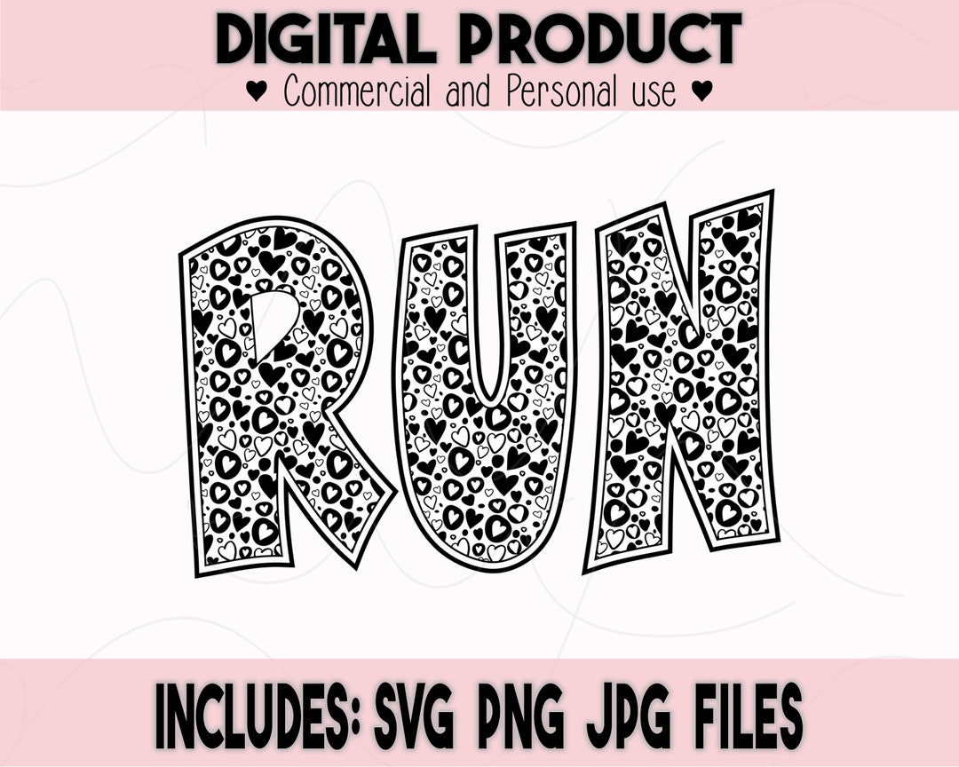 Running Svg Heart Design Cute Runner Digital File Sports Sublimation ...