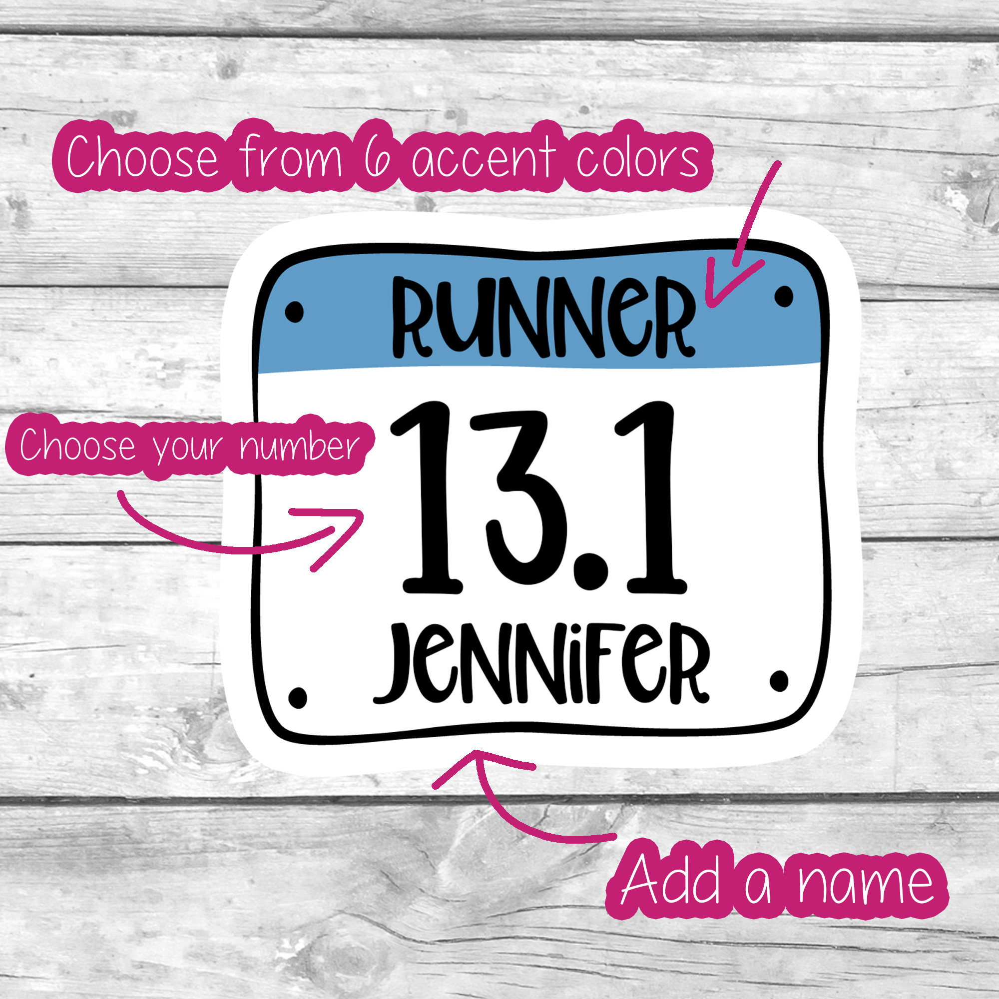 Running Sticker Personalized Name Runner Bib Number 12 Marathon Race 5k ...