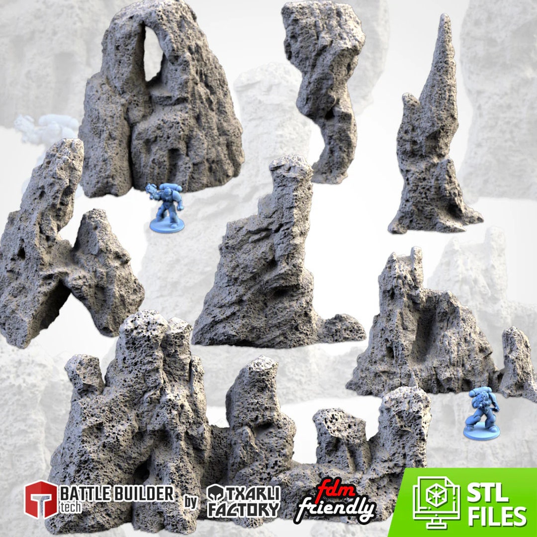Volcanic Rock Terrain - Set of 7 Volcanic Rocks | Taxarli Factory - Etsy