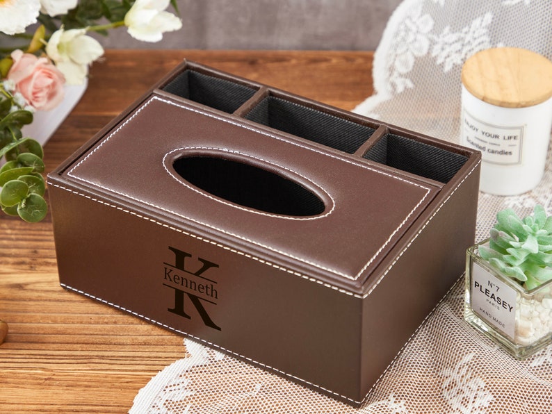 Personalized Leather Remote Caddy,custom Leather Tissue Box,remote ...