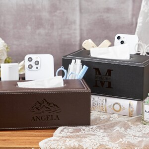 Personalized Leather Remote Caddy,custom Leather Tissue Box,remote ...