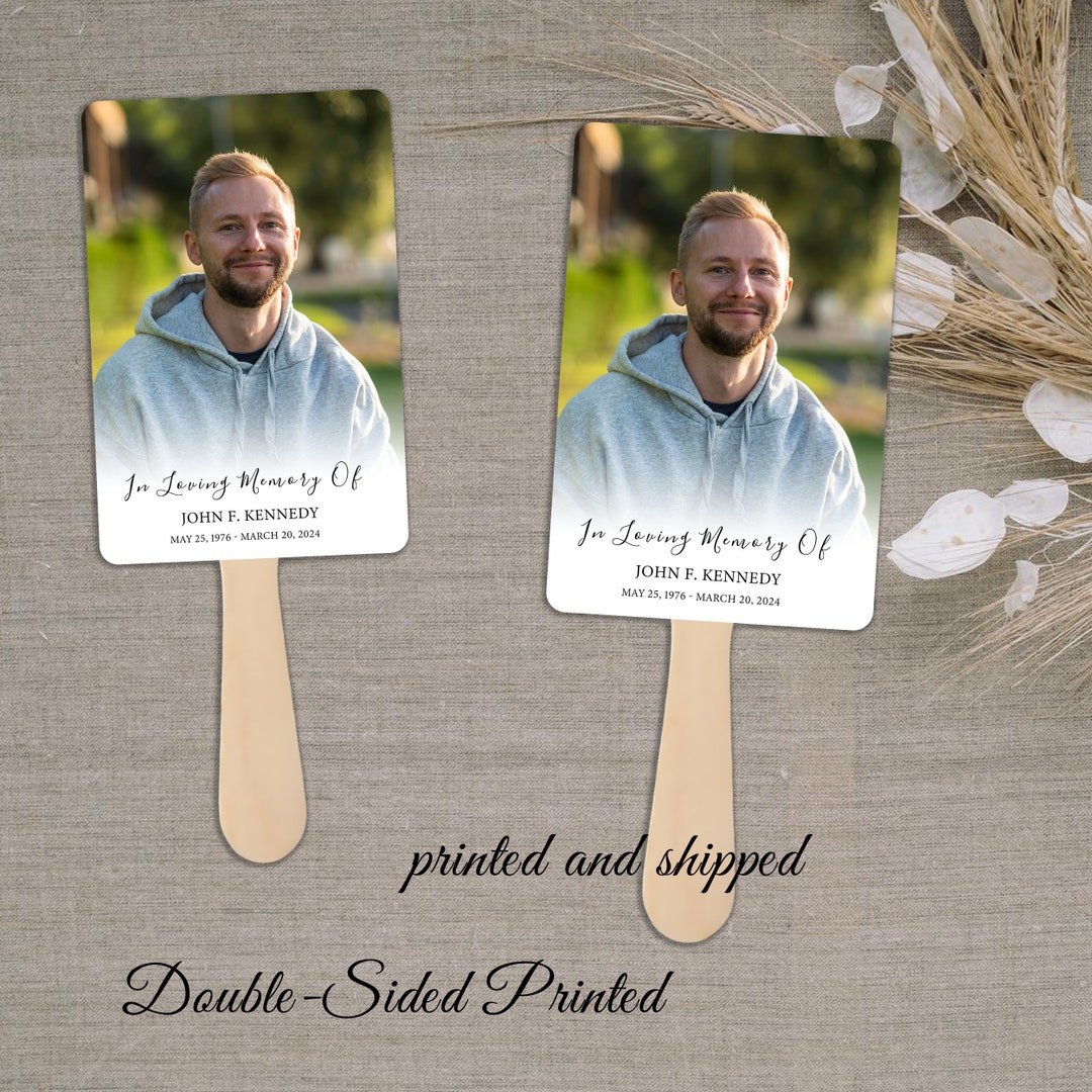 Custom Photo in Loving Memory Wood Handles Fans for Funeral ...