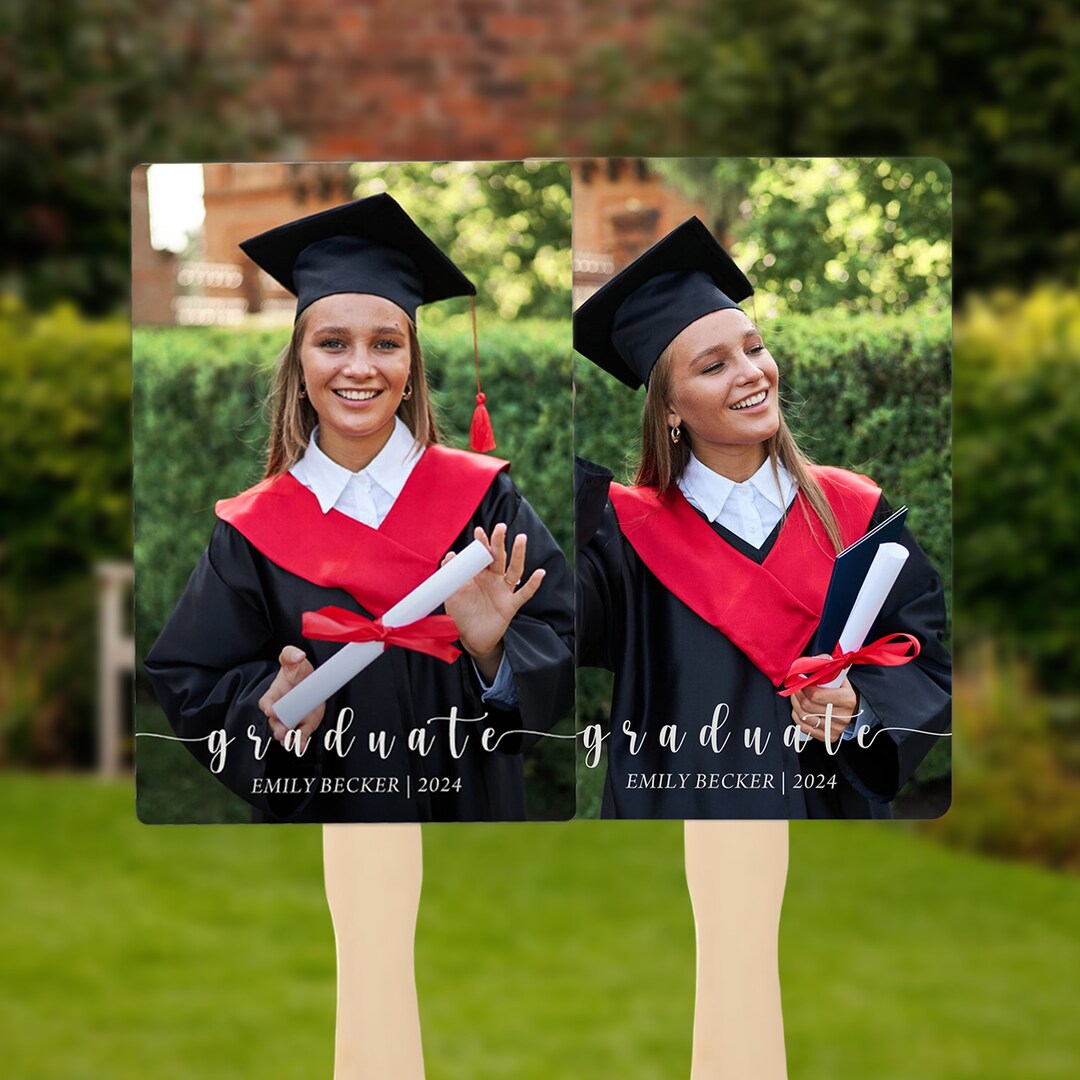Personalized Graduation Hand Fans With Wooden Handles,simple Elegant ...