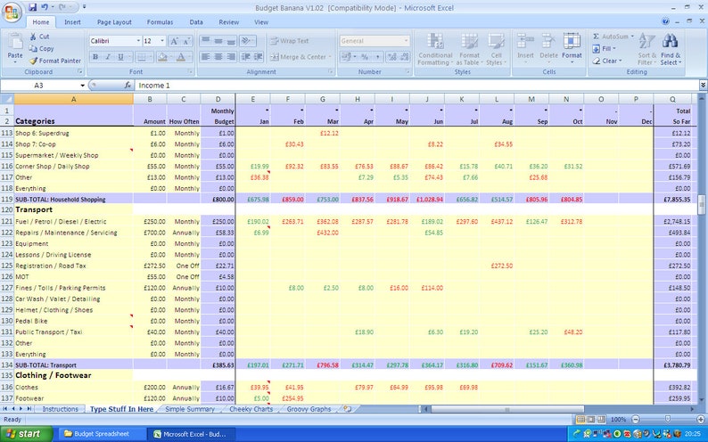 Personal & Family Budget Spreadsheet, Real Life, Nice and Simple - Etsy