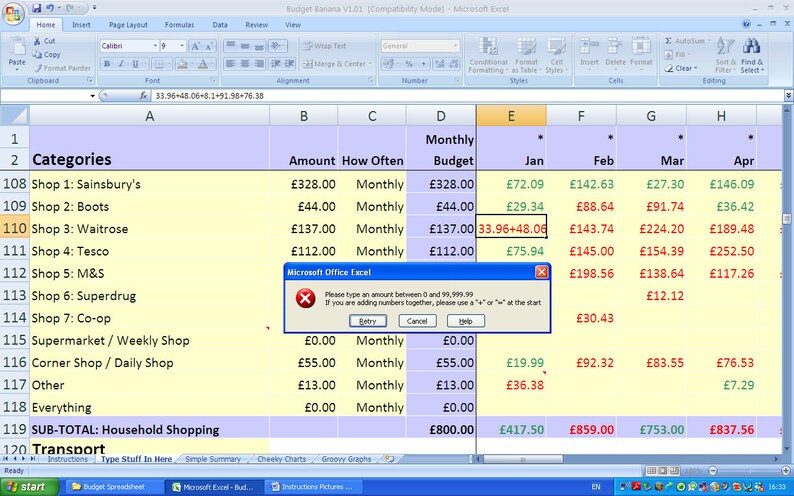 Personal & Family Budget Spreadsheet, Real Life, Nice and Simple - Etsy
