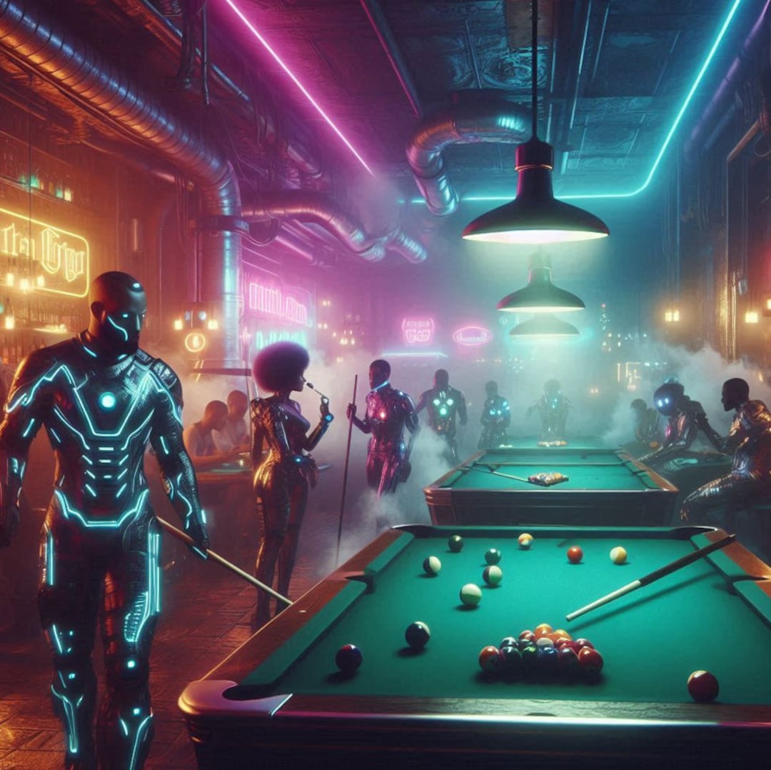 Cyberpunk Underground Secret Billiards Club Art - Etsy