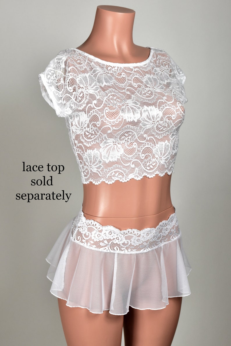 Sheer White Mesh And Lace Micro Mini Skirt Xs S M L Xl 2xl 3xl Etsy