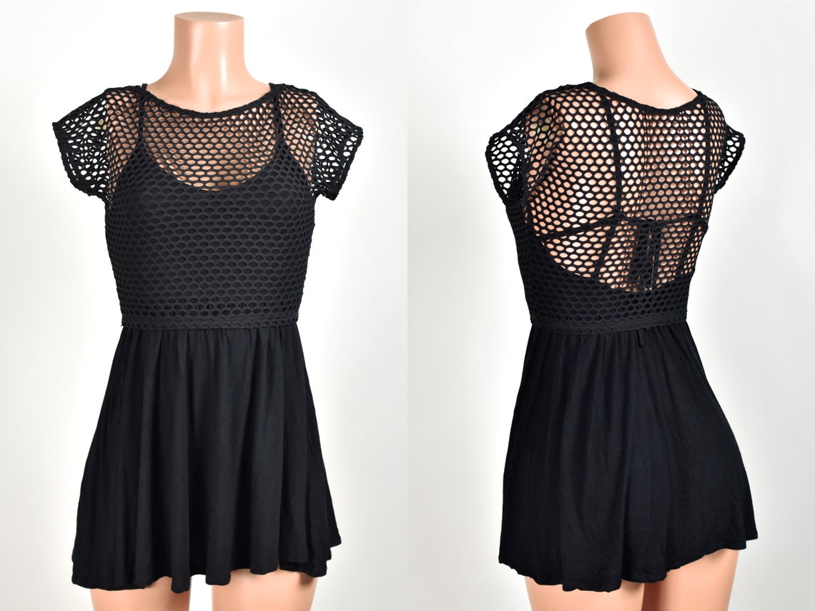 Black Wide Net Fishnet Crop Top XS S M L 0X XL 2XL 3XL plus | Etsy