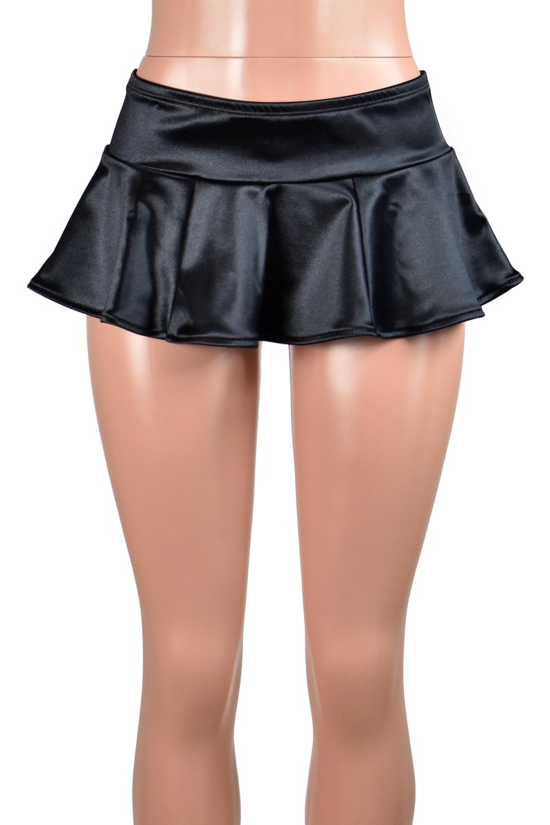 Black Stretch Satin Micro Mini Skirt Xs S M L Xl 2xl 3xl Etsy