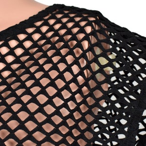Black Wide Net Fishnet Crop Top XS S M L 0X XL 2XL 3XL Plus Size ...
