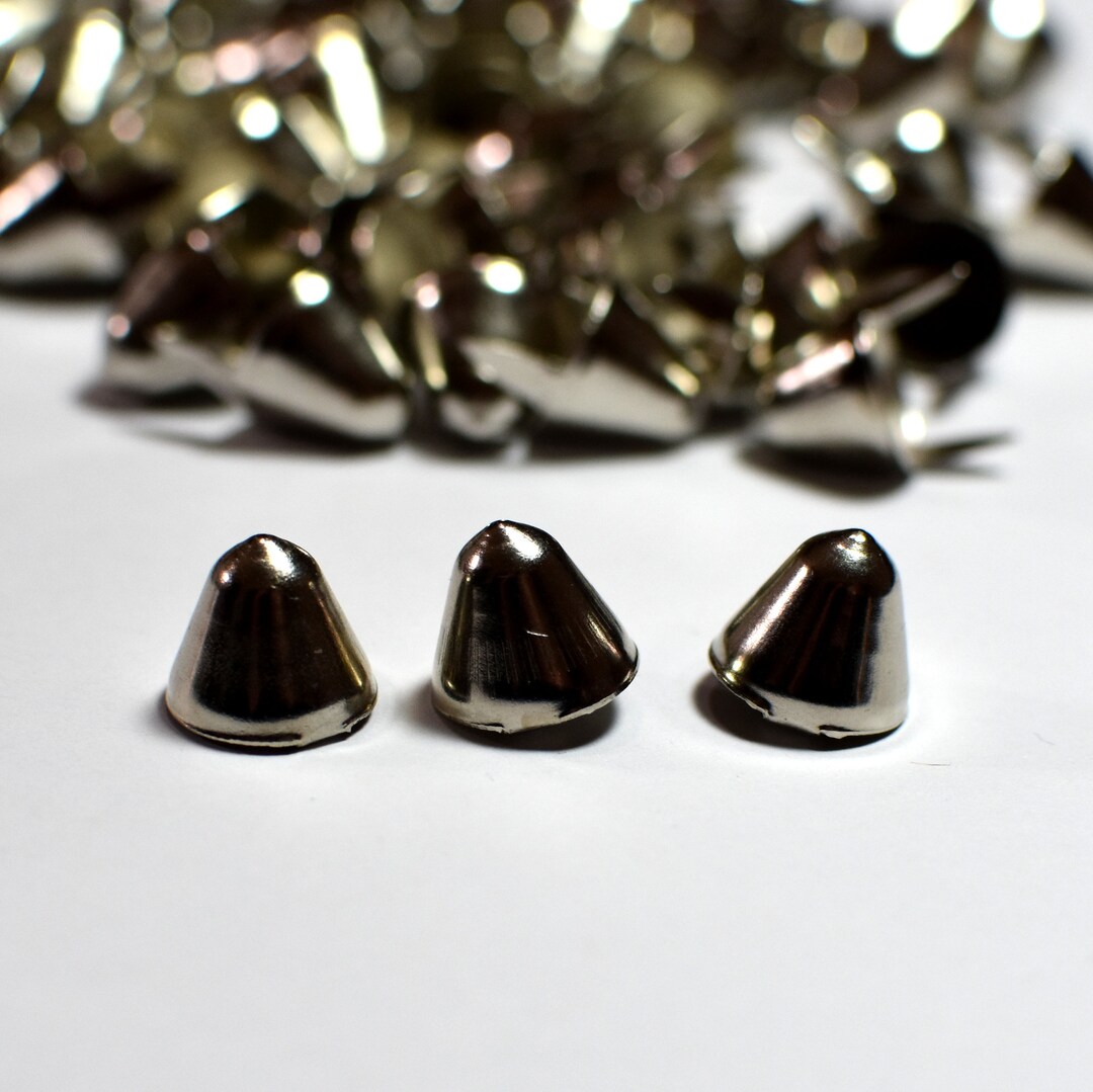 125 Cone Studs 1/2 Inch Wide, 1/2 Inch Tall | 12mm Silver Metal Prong ...