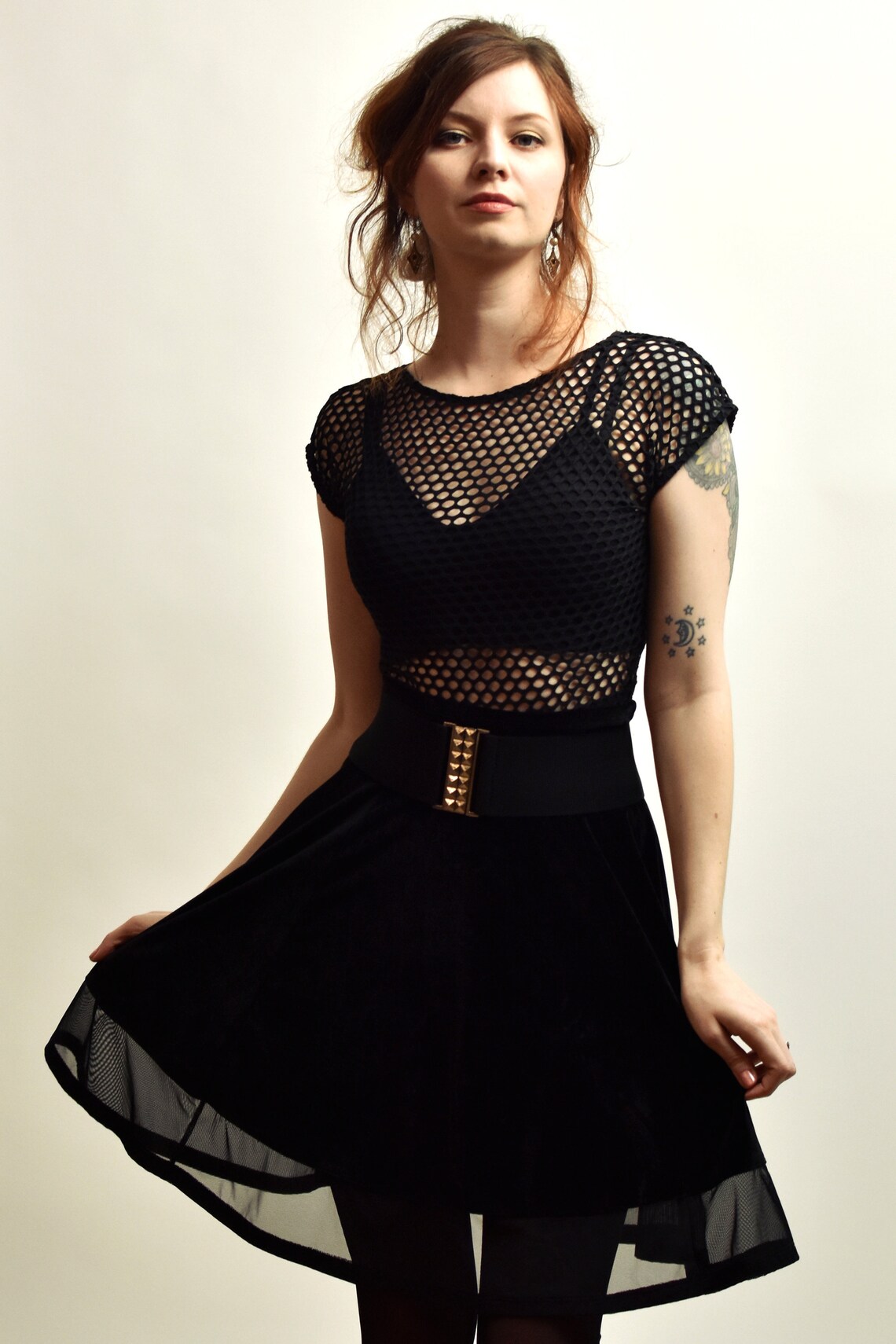 Black Wide Net Fishnet Crop Top XS S M L 0X XL 2XL 3XL plus | Etsy