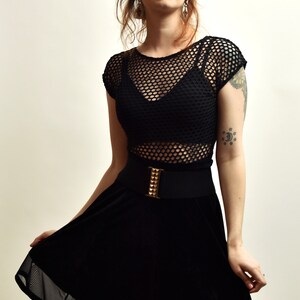 Black Wide Net Fishnet Crop Top XS S M L 0X XL 2XL 3XL plus | Etsy