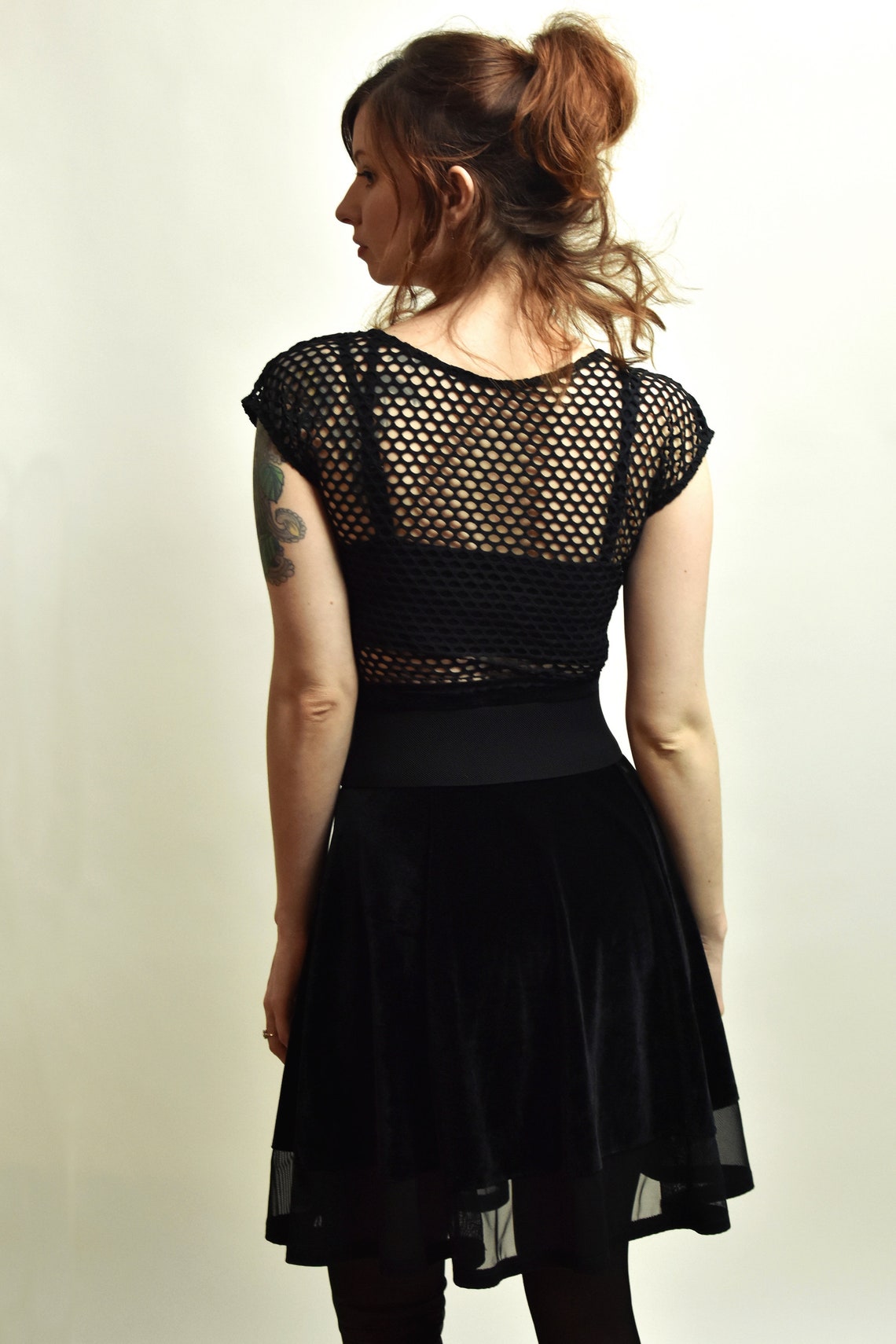 Black Wide Net Fishnet Crop Top XS S M L 0X XL 2XL 3XL plus | Etsy