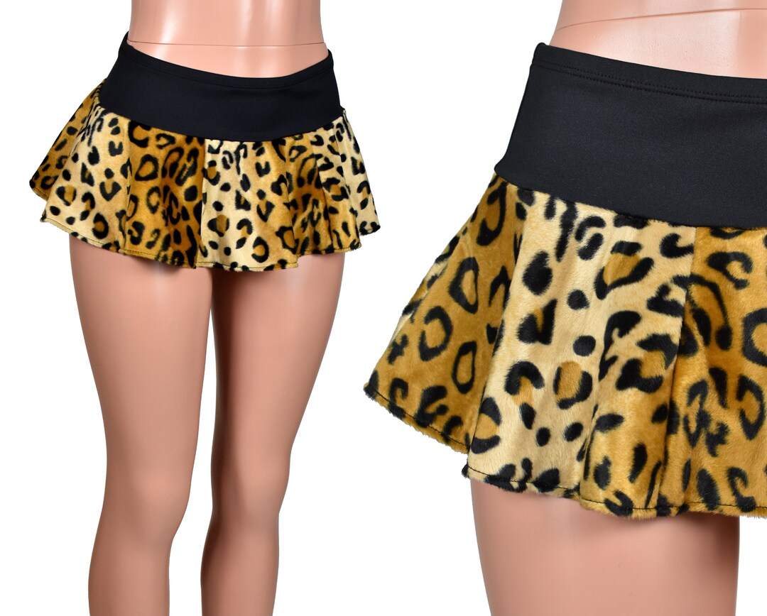 Golden Brown Leopard Print Micro Mini Skirt XS S M L Xl 2xl 3xl Velboa ...