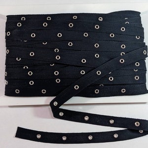 5 YARDS 2" Spaced Black Grommet Tape Metal Eyelet Trim 3/4 Inch Wide ...