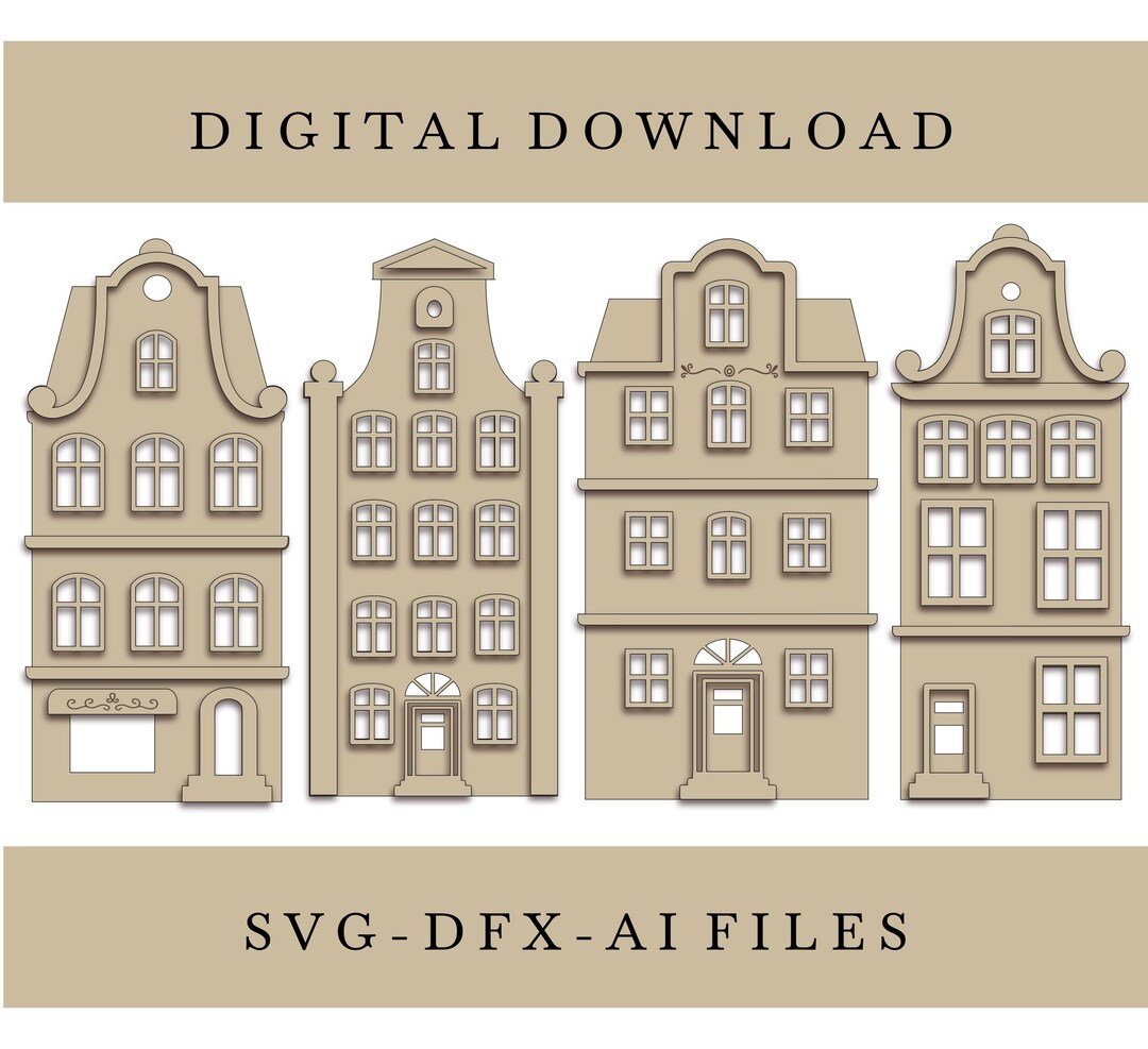 Laser Cut File | Dutch Houses | DXF | AI | Scandi Houses | Wooden ...