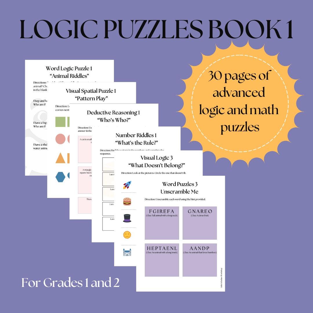 Advanced Logic Puzzle Workbook for Kids Ages 6-7 | 30 Challenging ...